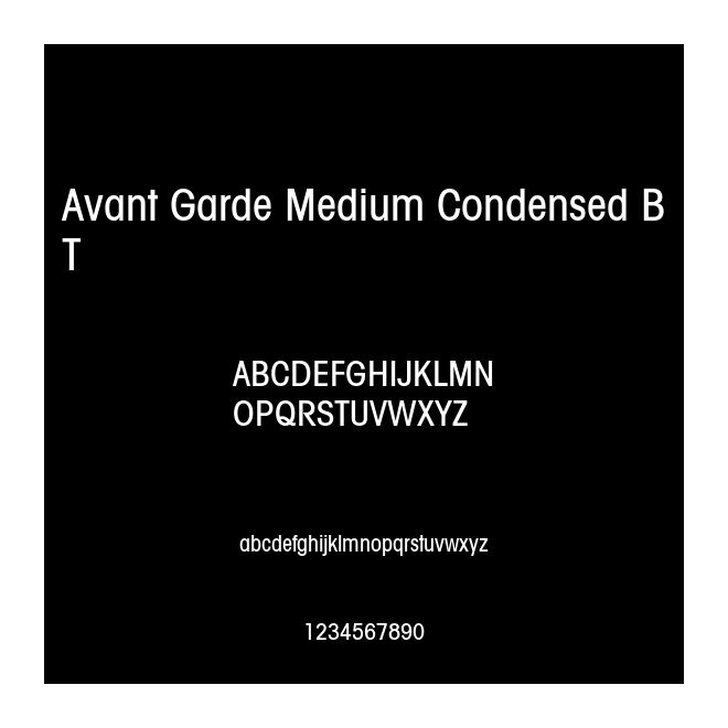 Avant Garde Medium Condensed BT字体免费下载和在线预览-印图网
